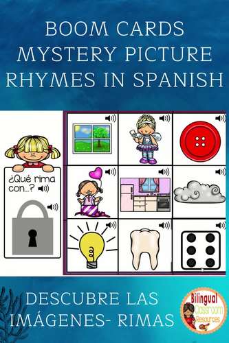BOOM Cards Mystery Picture Rhymes in Spanish-Descubre las imágenes- Rimas
