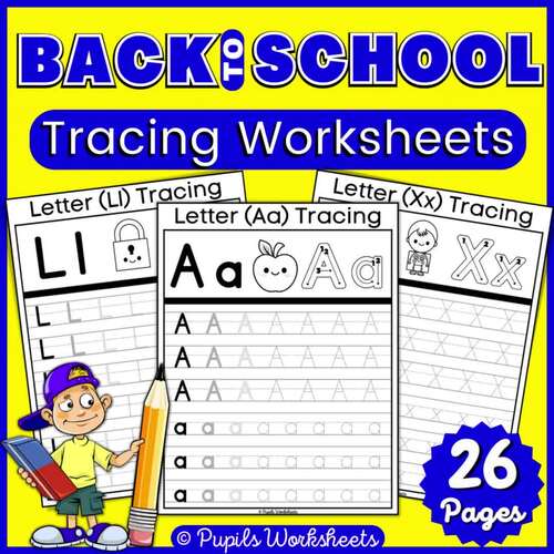 Back to School Alphabet Handwriting Practice: Letters Tracing Worksheets