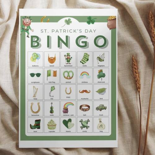 St Patricks Day Bingo Cards with Pictures, March Fun Activities for ...