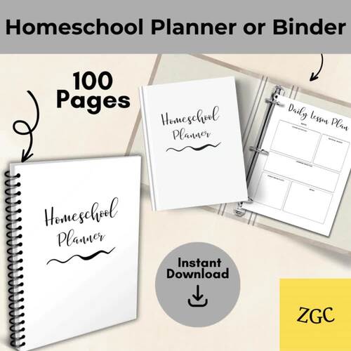Printable Homeschool Planner Bundle | 100 Page Black & White Teacher ...