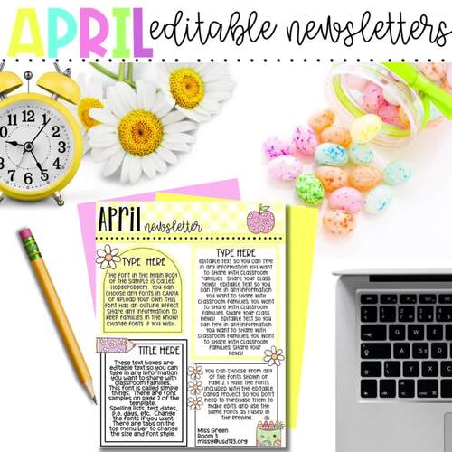 EDITABLE Newsletter Templates for April | EDITABLE in CANVA and PowerPoint