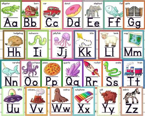 Cute Cartoon Alphabet Posters by Desert Print Designs | TPT