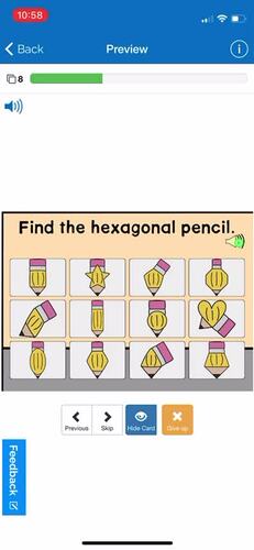 Find the Back to school Shapes | BOOM CARDS with audio | HEXAGON