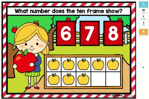 Apple Ten Frames - Boom Cards - Distance Learning by Bethany Gardner