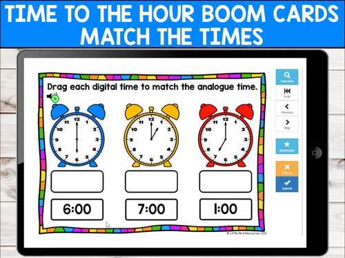 Telling Time Boom Cards inc Audio | Telling Time to the Hour | TPT