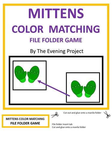 MITTENS COLOR MATCHING File folder game FOR KINDERGARTEN AND SP.ED.