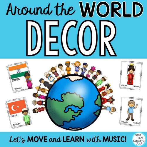 Elementary Classroom Around the WORLD DÉCOR: Hello Words, Flags ...