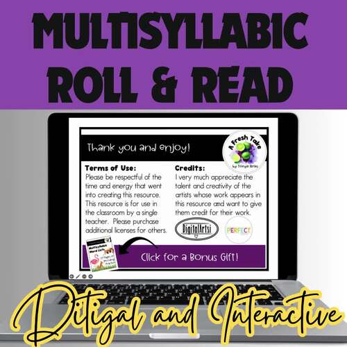 Roll & Read Multisyllabic 4+ Syllable Open Words & Sentences Digital Game