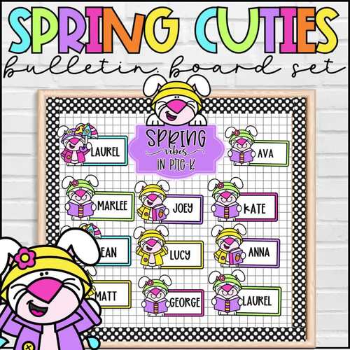 Cute Spring Door Decor and Spring Bulletin Board Kit | EDITABLE | TPT