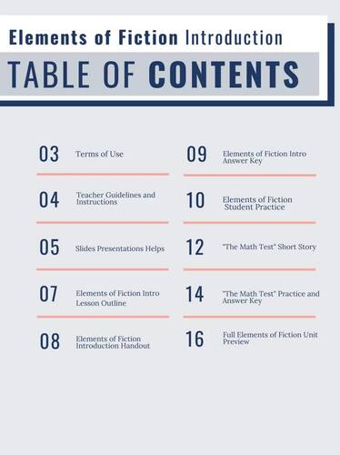 Elements of Fiction Introduction Worksheet Presentation by Mrs Nelson ...