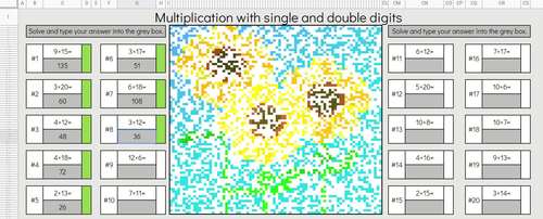 Digital Math Pixel Art | 5th Grade Fluency Multiplication up to 150