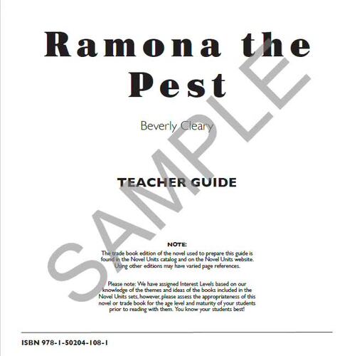 Ramona the Pest Novel Units® Teacher Guide Novel Study | TPT