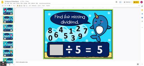 Dividing by 5: Google Slides™ by GroovyGarden | TPT