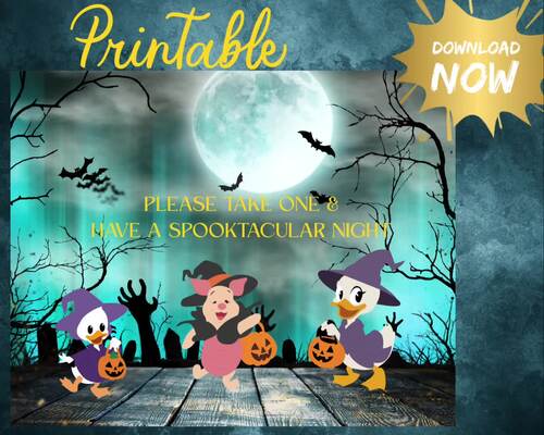 Spooky Disney Halloween Trick or Treat Door Sign Printable Halloween ...