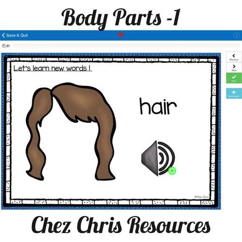 20 Body Parts Vocabulary Words with Boom™ Cards: Look, Listen and Read ...