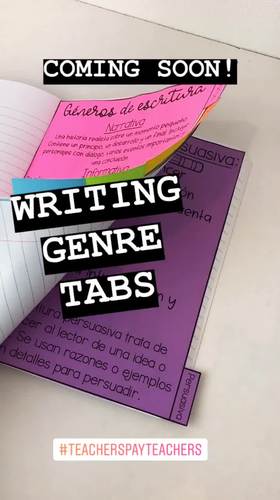 Spanish Writing Genre Tabs for Journals by Biliteracy Now | TpT