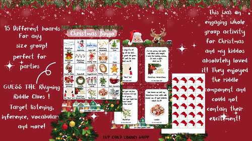 Christmas Bingo Riddles Game. Christmas Party Activities. | TPT