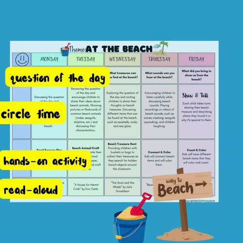 AT THE BEACH - Preschool Weekly Lesson Plan by PavlyStyle | TPT
