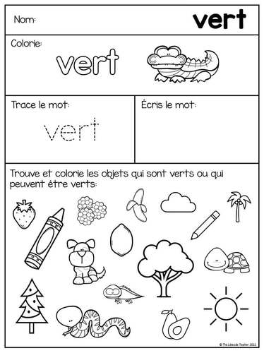 Les couleurs | FRENCH Colour Word Worksheets | French Colour Words ...