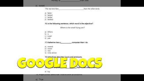 Parts of Speech Review Activities Nouns Verbs Adjectives Pronouns Grade ...