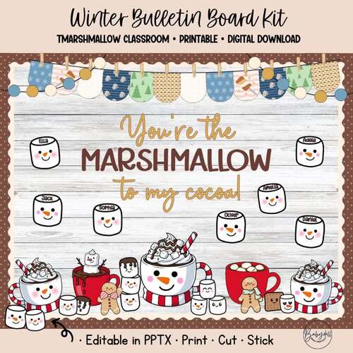 Editable Winter Bulletin Board Kit: Hot Cocoa | Classroom Decor | PPT ...