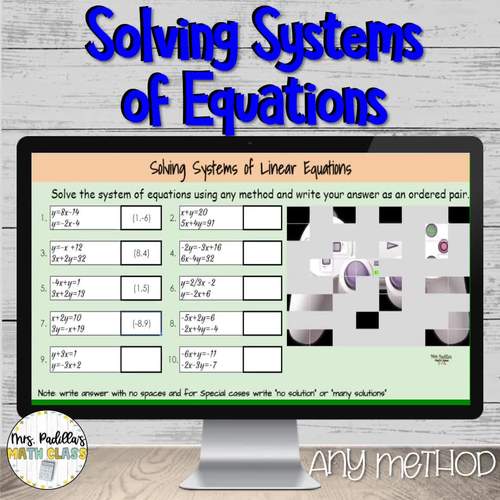 Solving Systems of Equations any Method Digital Activity | Pixel Art ...