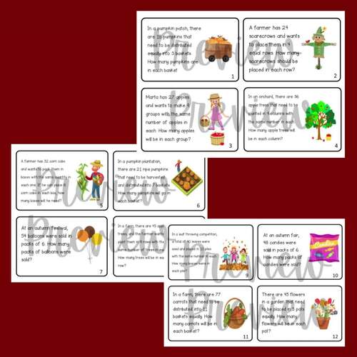 All Year Division Word Problem Task Cards Bundle | TPT