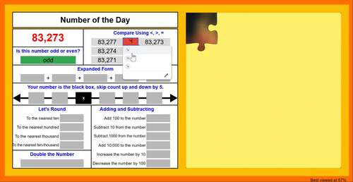NO PREP- Fall Cute Animals (5) Number of the Day 5-digit Digital Jigsaw ...