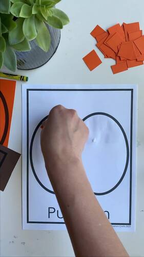 Pumpkin Tear Art Craft Fine Motor Activity Fall Pumpkin Craft ...