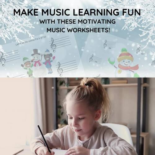 Printable Winter Music Theory Worksheets, piano lessons, homeschool music
