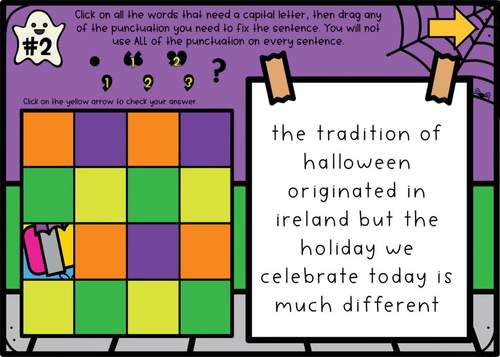 Halloween Punctuation & Capitalization Review Boom Cards™ Digital Task ...