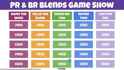 PR and BR Blends Game Show Digital, No Print and Interactive Using ...