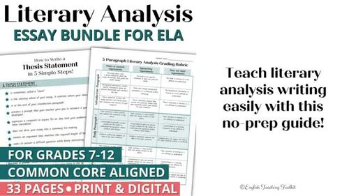 Literary Analysis Essay Writing Bundle for Middle School and High ...