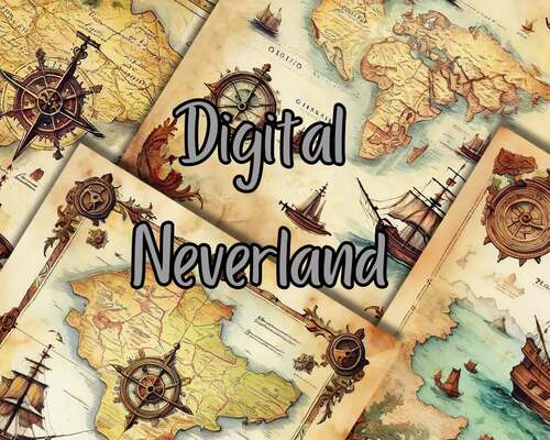 Watercolor Treasure Maps Digital Paper Pack , Treasure Maps Digital ...