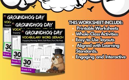 Groundhog Day Word Search Puzzle February Activities 3rd,4th,5th,6th ...