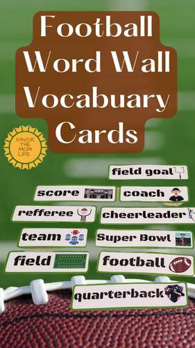 Super Bowl and Football Themed Word Wall Cards by Savorthemomlife