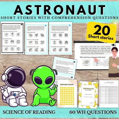 Astronaut /Space Short Stories W/ Reading Comprehension WH Questions ...