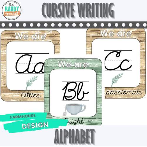 Cursive Writing Alphabet Posters | SEL | Farmhouse Design by The Raudy ...
