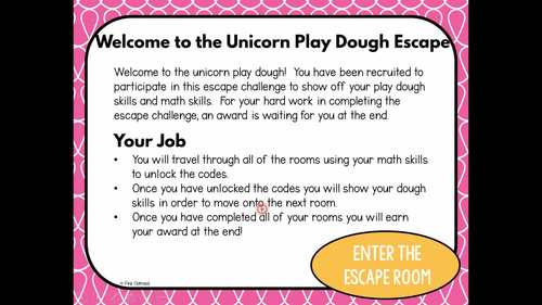 Unicorn Play Dough Digital Escape Room by Pink Oatmeal | TPT