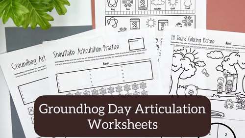 No Prep Groundhog Day Articulation Worksheets and Activities for Speech ...