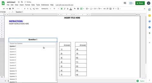 EDITABLE Pixel Art Task Cards Template Astronaut by Amusing Algebra