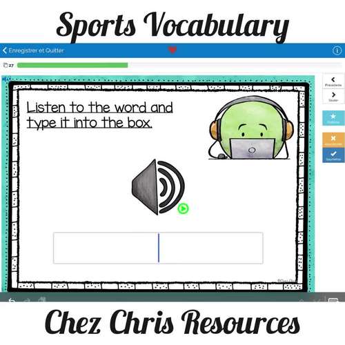 40 Sports Vocabulary Words with Boom™ Cards : Listen and write - Deck 5
