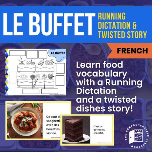 Le Buffet food vocabulary Running Dictation in French | TPT