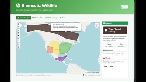 North American Biomes Interactive Map & Wildlife Explorer | TPT