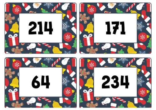 Christmas Math Double-sided Flashcards | Math Problems up to 1000 ...
