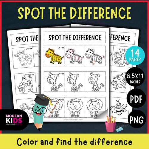 Spot the Difference Visual Perception No-Prep Worksheets | TPT