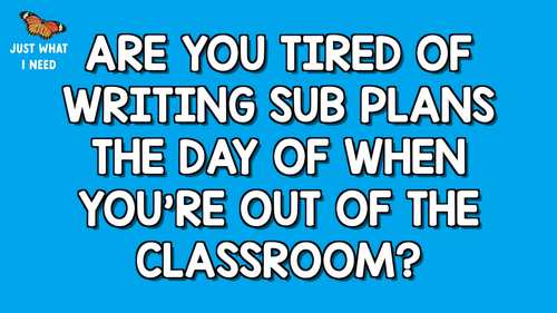 Emergency Sub Plans 10 Days NO PREP Pack 1 by Just What I Need | TpT