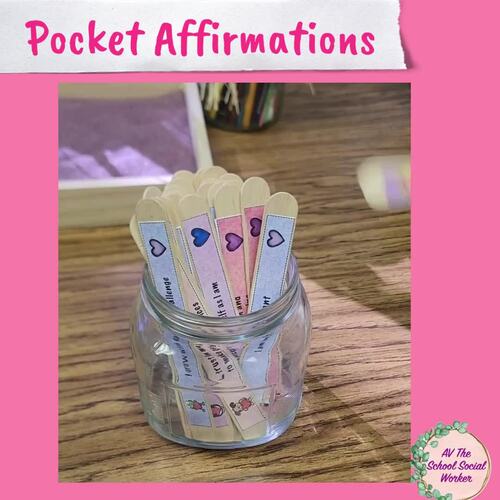 Valentines Day Pocket Affirmations by AV The School Social Worker