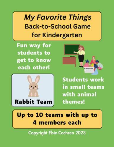 My Favorite Things (Back-to-School Game for Kindergarten) | TPT