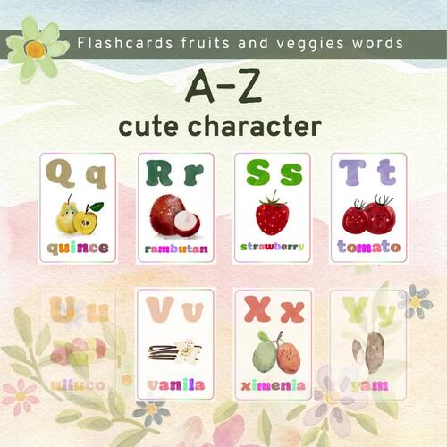 Flashcard Poster A-Z: "Fun Fruit and Vegetable Character learning new ...